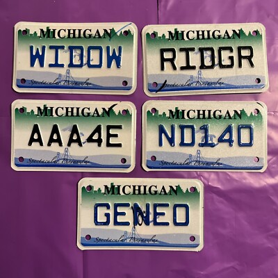 LICENSE PLATES Michigan Motorcycles 5 Spectacular Peninsula WIDOW | eBay