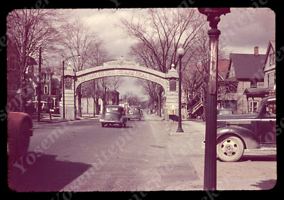 sl80 Original slide 1940's ? NY Johnson City Square Deal Arch Endicott ...