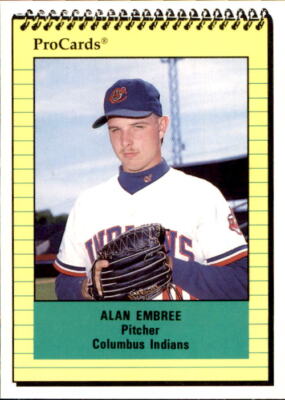 1991 Columbus Indians ProCards #1479 Alan Embree Vancouver Washington ...