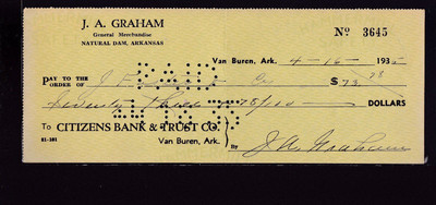 Citizens Bank & Trust Company Used Bank Check Van Buren Arkansas 1935 ...