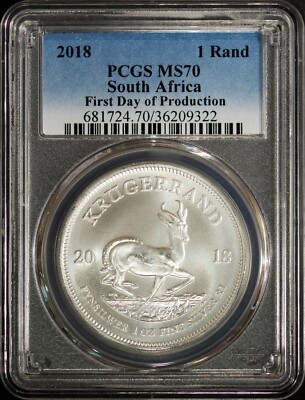 2018 1 Rand Silver South African Krugerrand 1st Run MS 70 PCGS ...