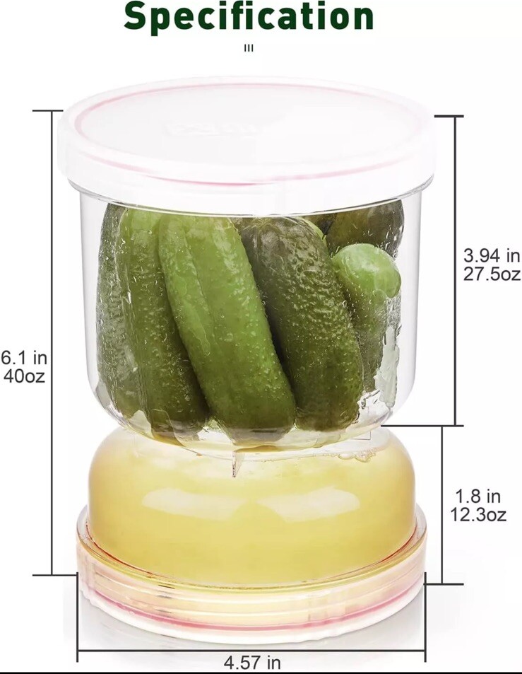 AIxibu Pickle Jar with Strainer Flip,40oz Pickle Flip Jar With Double ...