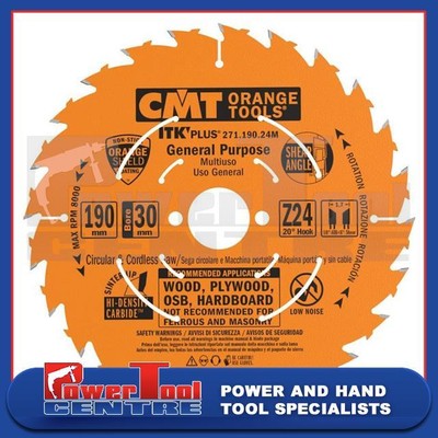 CMT Plus 271.190.24M Rip And Crosscut Wood Saw Blade 190 x 30B x 24T ...