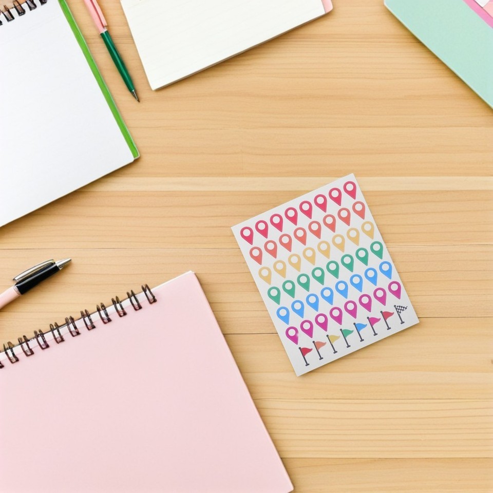 5 Sheets Map Pointer Stickers - Self Adhesive Marking Labels For Travel ...