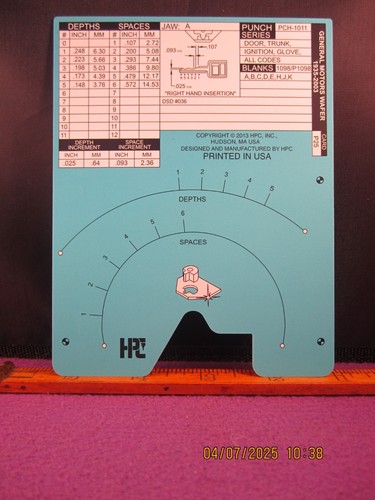 HPC 1200 KEY PUNCH CODE CARD PF 25 ( GENERAL MOTORS WAFER 1935 -2000 ...