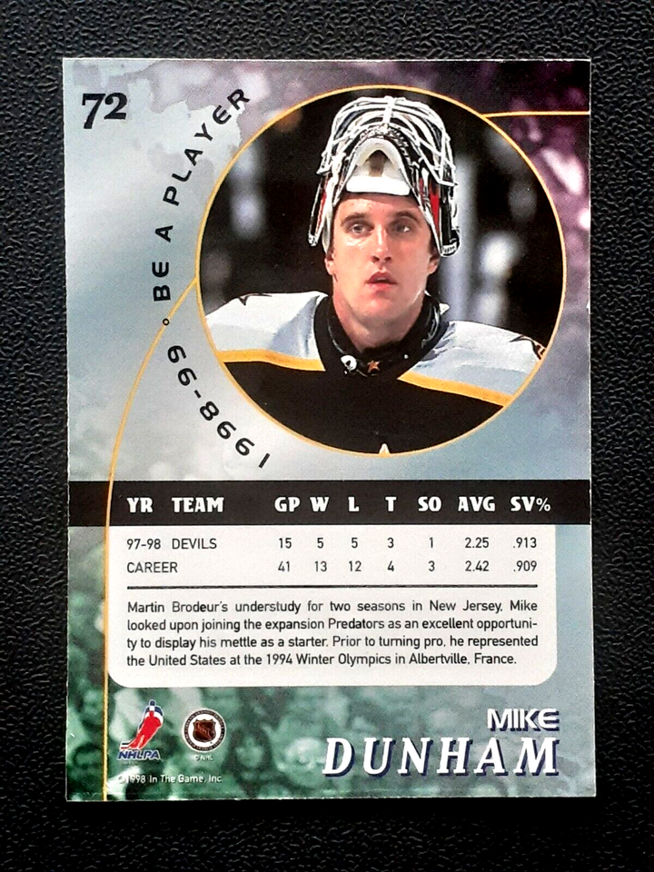 MIKE DUNHAM 1998-99 BE A PLAYER GOLD 98-99 NO 72 58831 | eBay