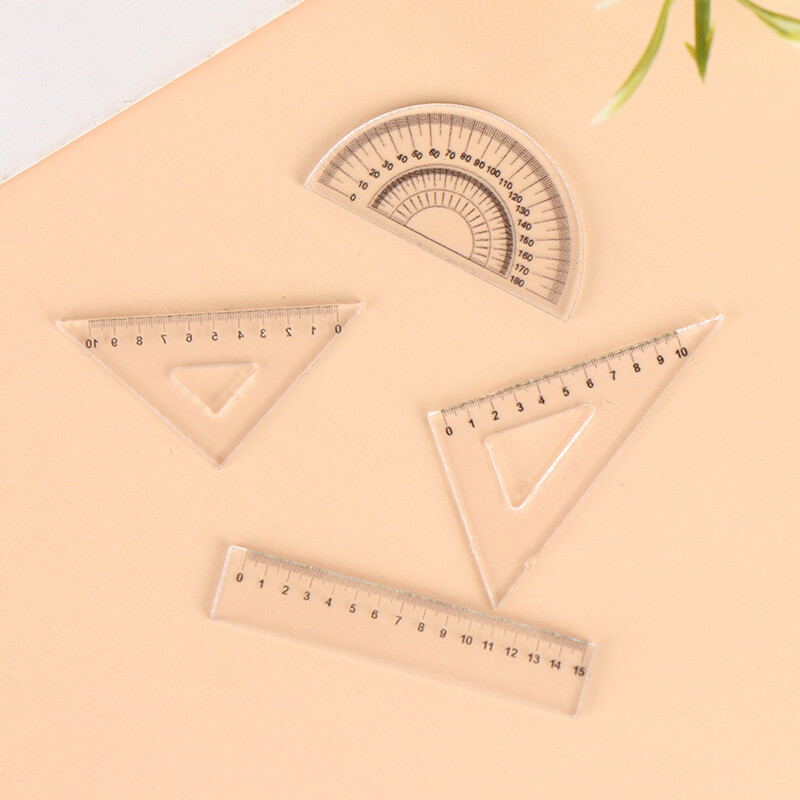4Pcs 1:12 Dollhouse Miniature Ruler Set Learning Drawing Simulation ...