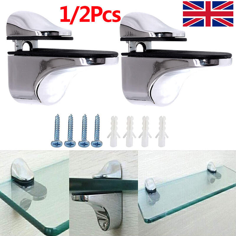 2-6PCS Glass Shelf Support Adjustable Glass Shelf Bracket Polished ...