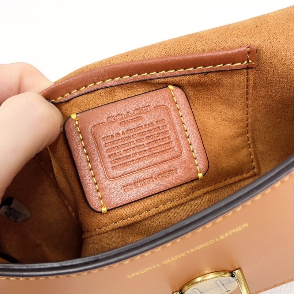 COACH Studio Baguette Shoulder Crossbody Bag Leather Camel CE331 outlet ...