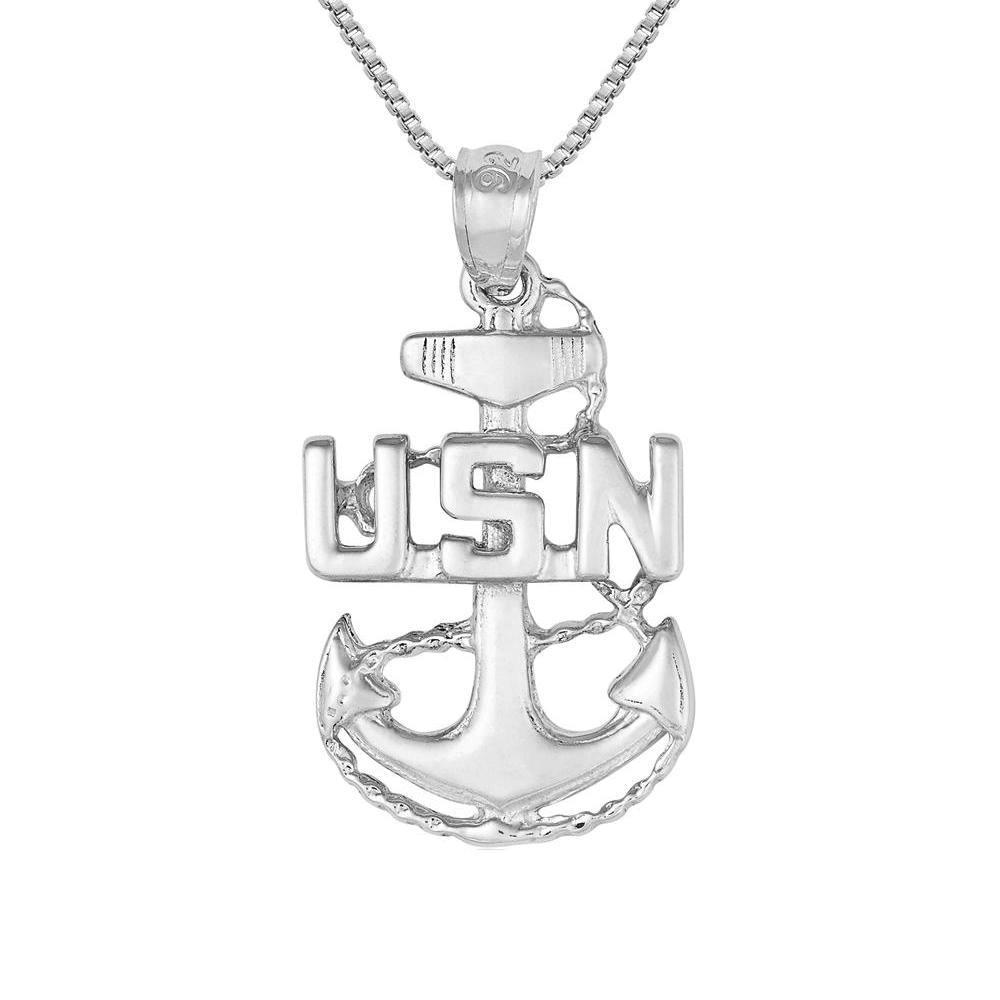 Sterling Silver U.S. Navy Anchor Pendant / Charm, Made in USA, Italian ...