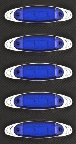 5x 24V 12LED Blue Rear Chrome Contour Marker Lights for Trailer Lorry ...