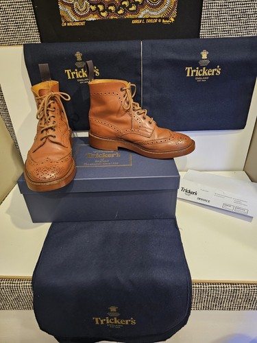 Tricker's MALTON Acorn Antique Brogue Leather Ankle Boots UK7.5 w/ Box ...