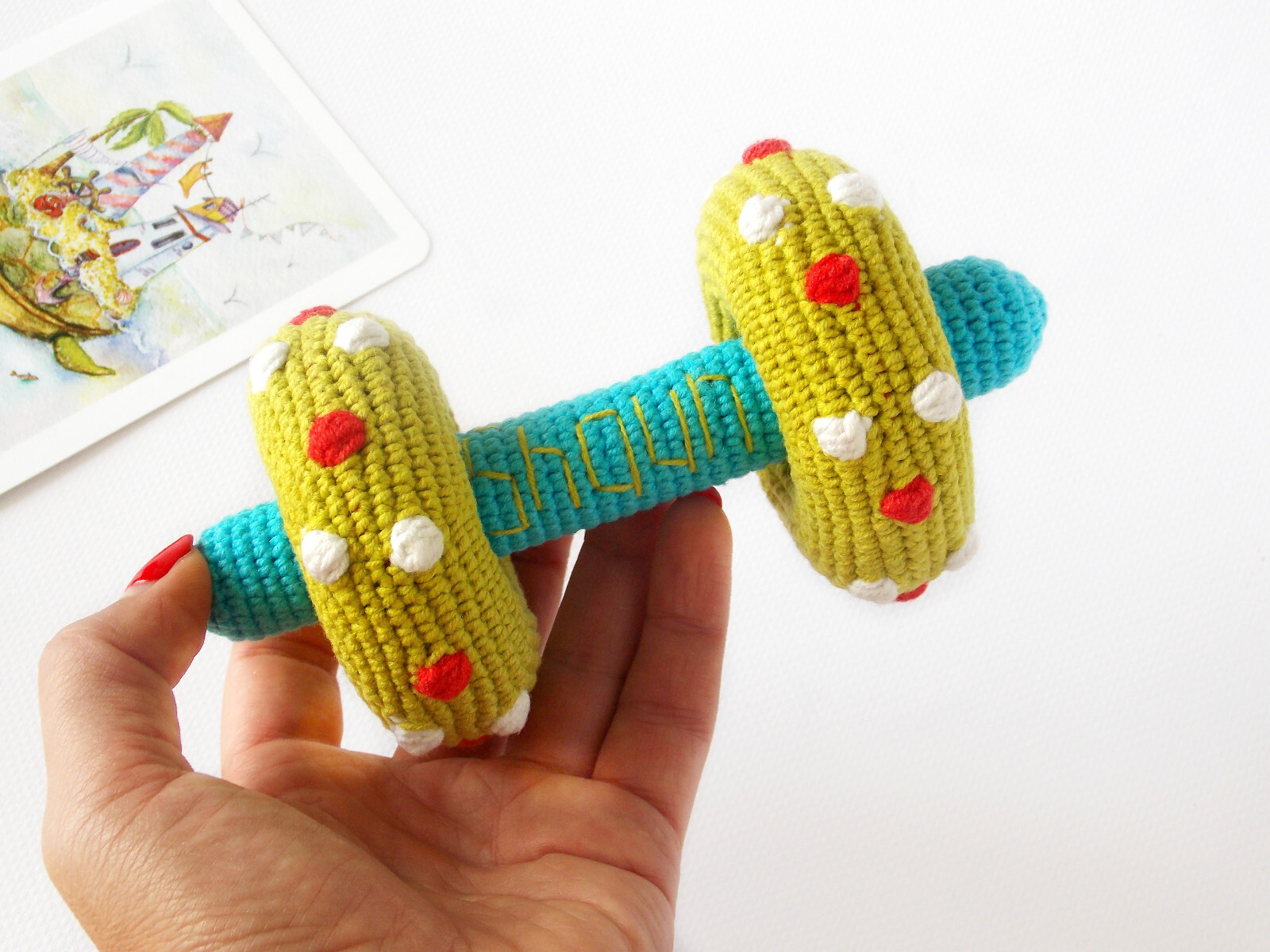 Crochet barbell Rattle newborn Baby weight Fitness with mom ...