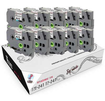 10 Rolls Label Tapes fits for Brother TZe-241 PT1950 PT1960 PT2030 ...