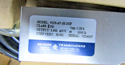 NEW REVERSE TRANSDUCER 9123-A5-1K-20IF LOAD CELL 1500 LBS. 20' CABLE 4 ...