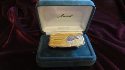 Vintage Anson money clip Bass fish on hook embossed Pre-owned in Orig ...