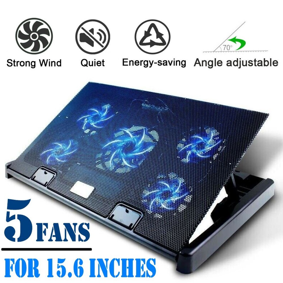 USB Laptop Cooler Cooling Pad Stand Adjustable 6 Fan For Game PC ...