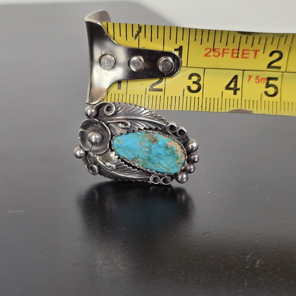 Vintage Native American Sterling Silver Turquoise Ring Pre-1970's Size ...