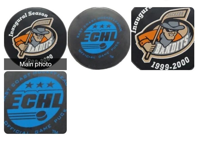 1999-2000 JACKSON BANDITS SEASON ECHL HOCKEY PUCK LINDSAY MFG. MADE IN ...