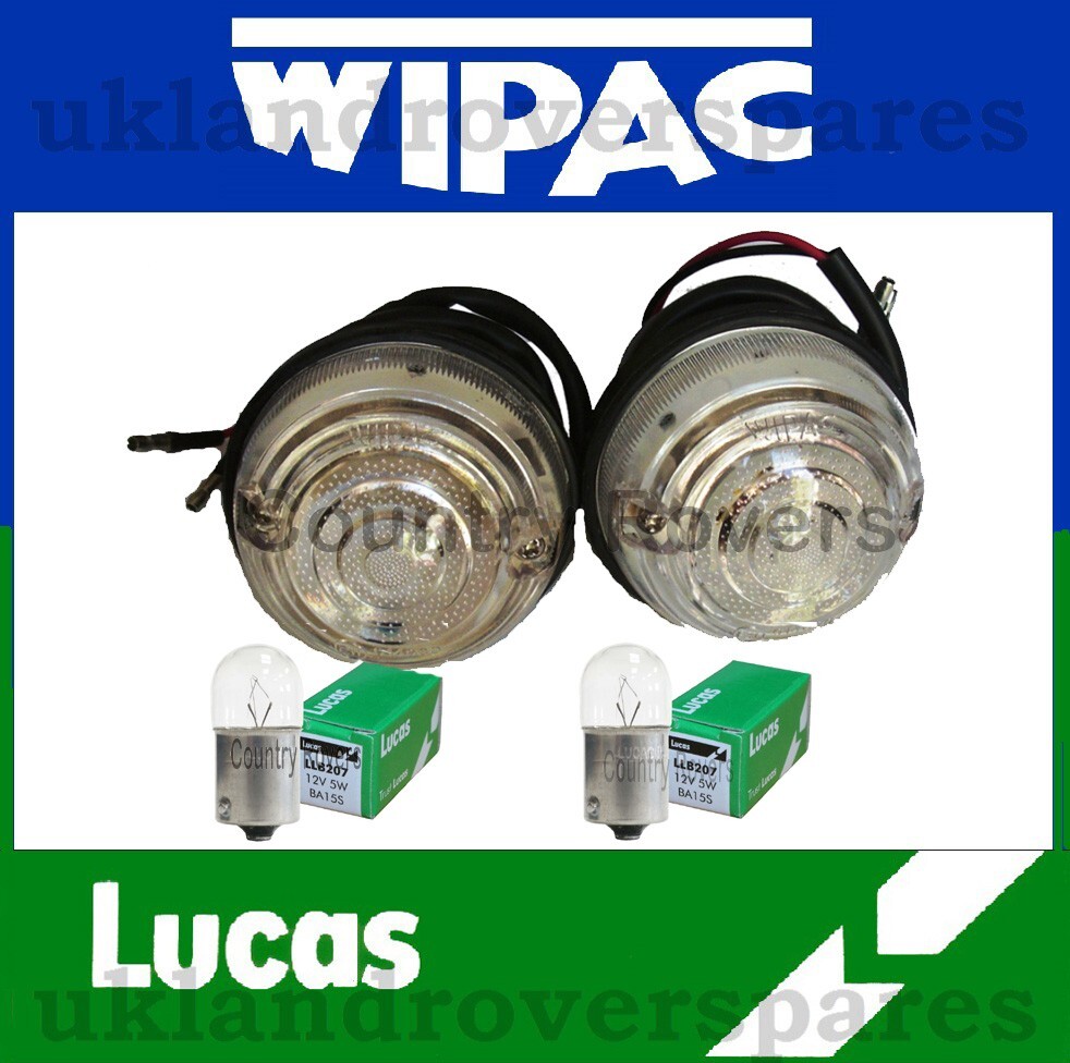 LAND ROVER SERIES 2 & 3 FRONT SIDE LIGHT / LAMPS - ONE PAIR + BULBS ...