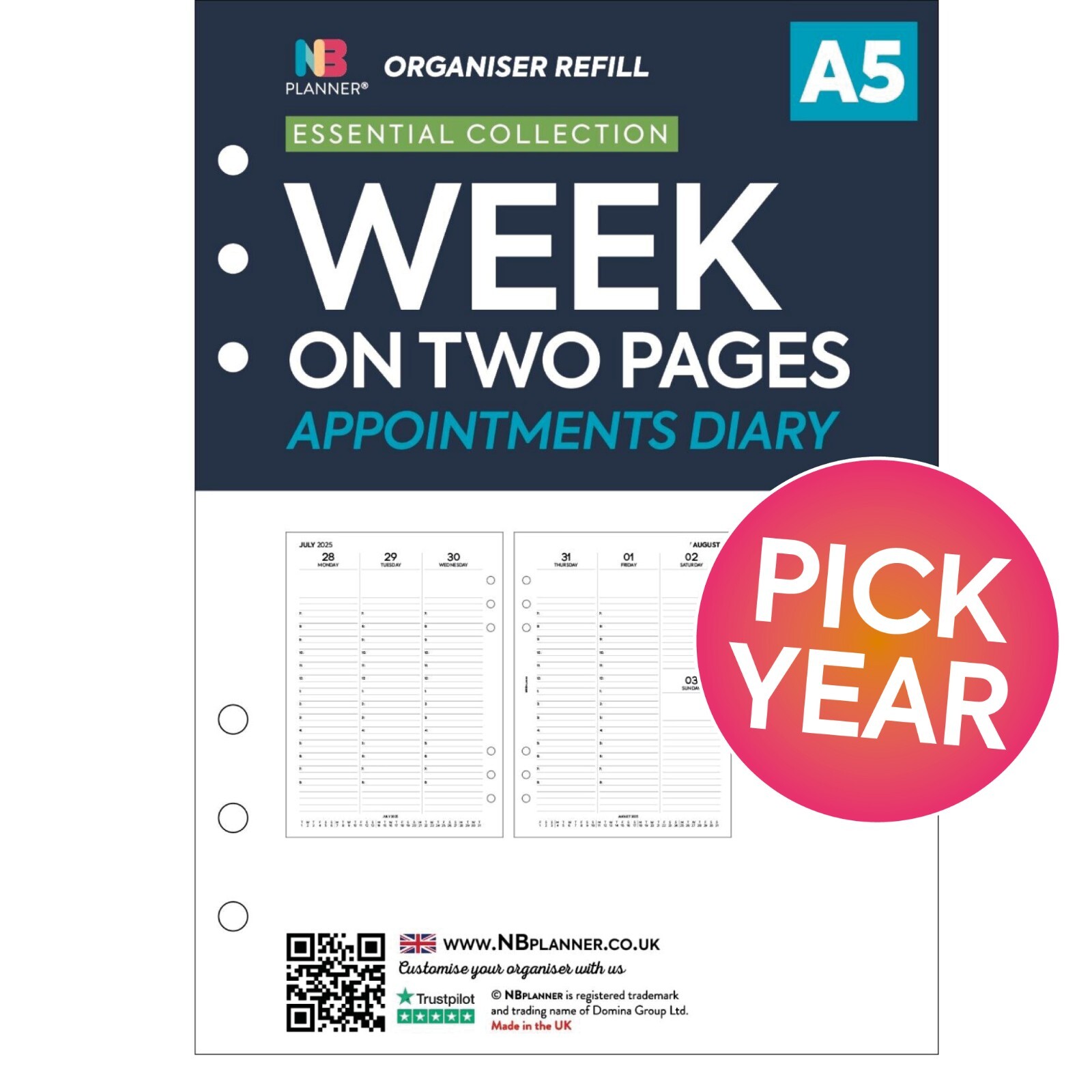 2024, 24/25 or 2025 A5 Filofax COMPATIBLE | Grelly UK