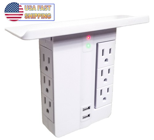 Wall Rotating Power Outlet Shelf Electrical Socket Wall Stand 6 Plugs ...