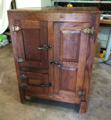 Antique Ice Box Refrigerator (1900's+) "Natural Wood" BELDING HALL | eBay