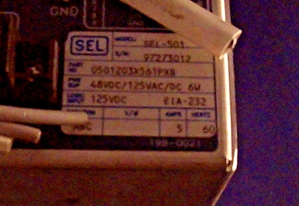 SEL-501-2 SEL SCHWEITZER ENGINEERING LABS DUAL OVERCURRENT RELAY(C18B3 ...