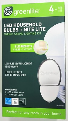 Greenlite 9W LED + LED Nitelite w/ Dawn to Dusk Sensor w/ 4 LED Bulbs ...