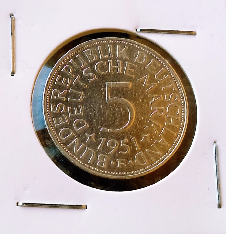 5 Mark 1951 F, Germany, Deutschland, Allemagne, Silber silver coin, 5 ...