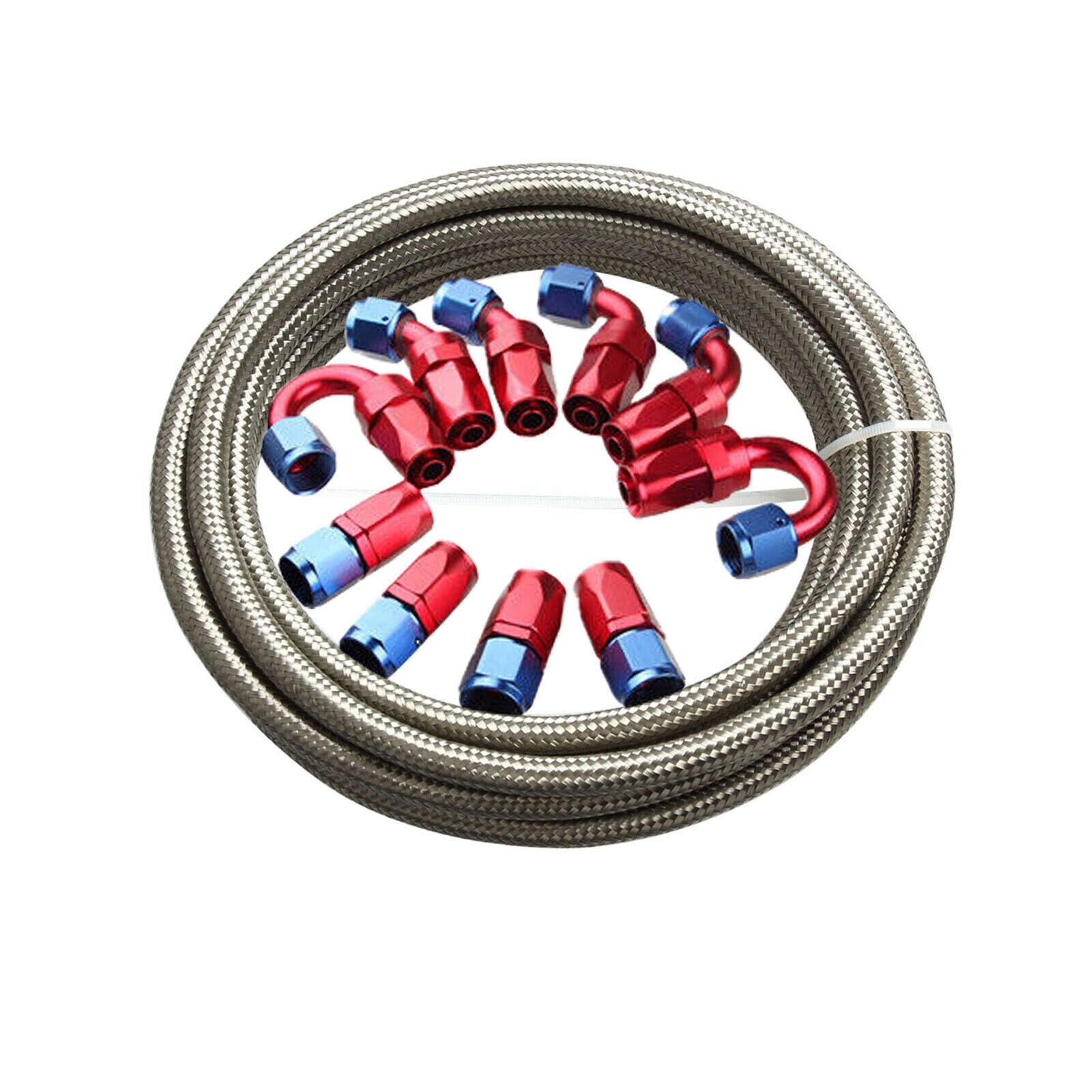 AN6 -6AN AN-6 3/8 Fitting Stainless Steel Braided Oil Fuel Hose Line ...