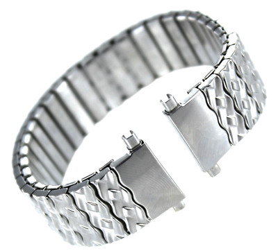 16-21mm Hirsch Stainless Steel Silver Tone Mens Stretch Watch Band 1515 ...