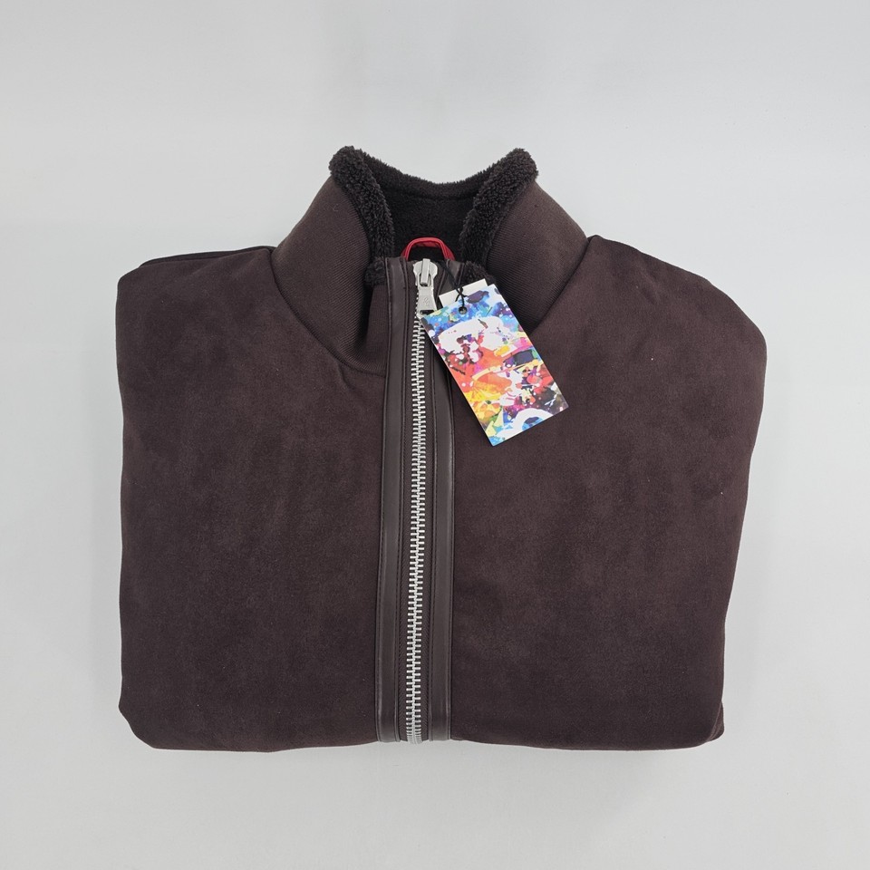 Robert Graham Full-Zip Vegan Suede Bomber Jacket Mens LARGE L Dark ...