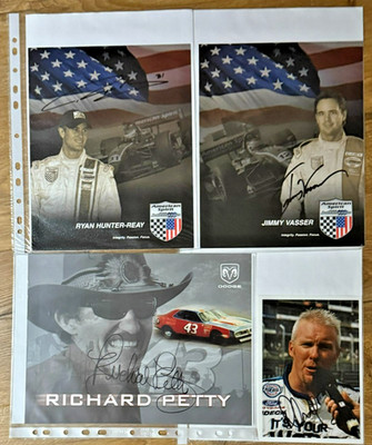 4 Hand Signed Autographs Jimmy Vasser Ryan Hunter-Reay Richard Petty ...