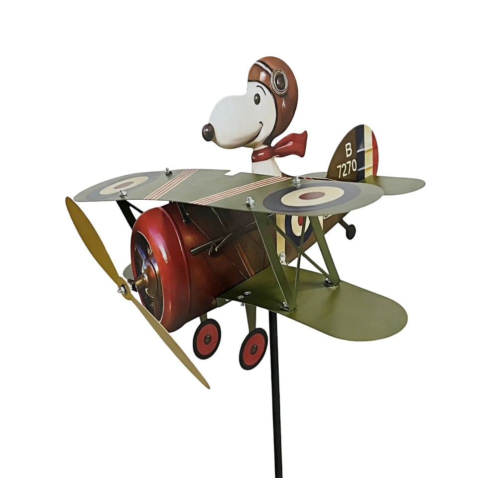 Snoopy Pilot Flying Biplane Wind Spinner - Vintage Metal Garden ...