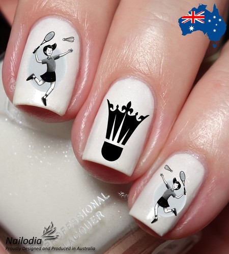 Badminton Player Nail Art Decal Sticker Water Transfer Slider | eBay ...