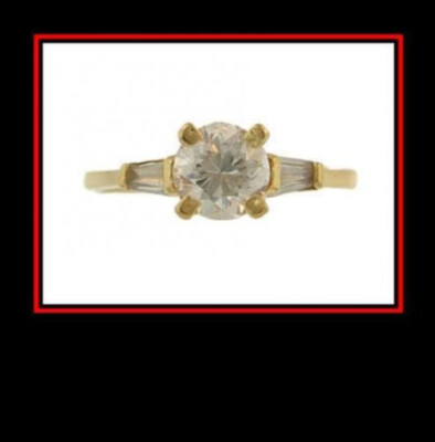 14K Yellow Gold Cubic Zirconia CZ Engagement Ring | eBay
