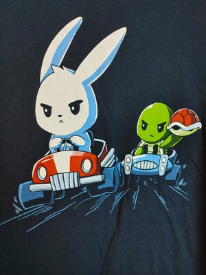 TeeTurtle Shirt Adult Sz S Blue Sarcasm Bunny Racing Turtle Short ...