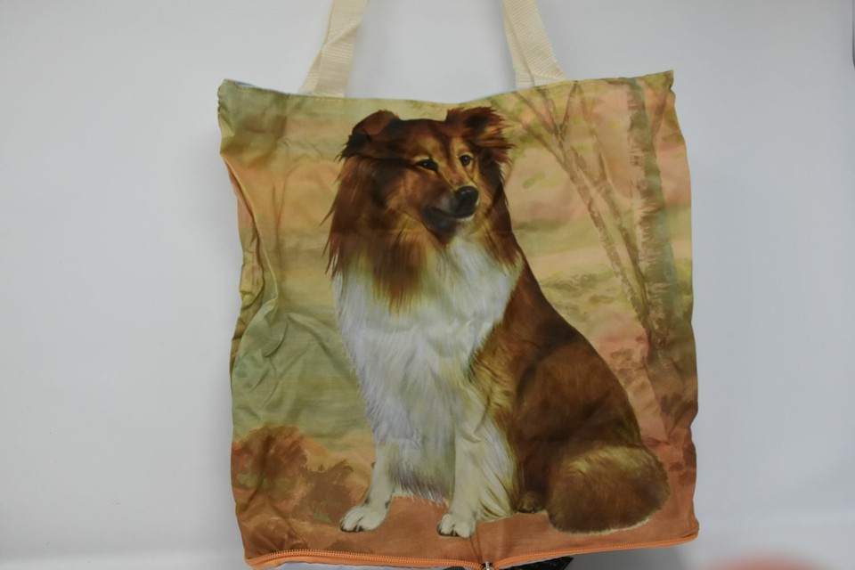 Sheltie Foldable Tote Bag - Durable, Waterproof - Zippered Market Tote ...