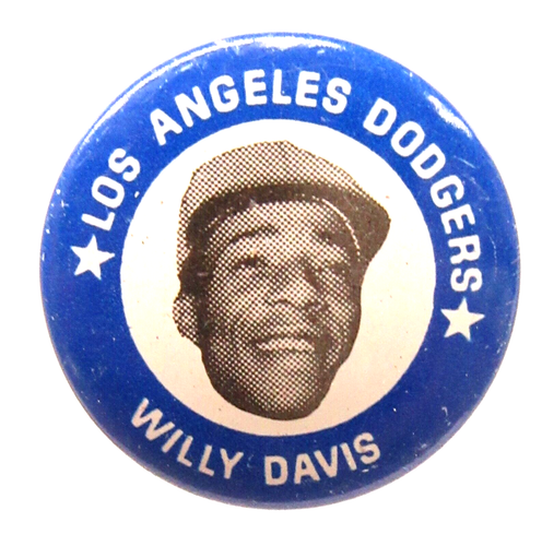 original WILLY DAVIS Los Angeles Dodgers 1969 MLBPA baseball pinback ...