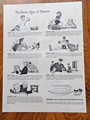 1943 Instant Postum Ad The Seven Ages of Posltum | eBay