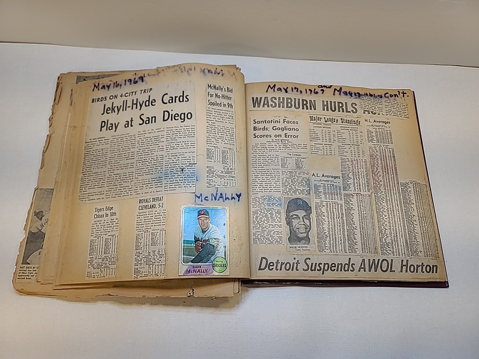 1960s Sports Newspaper Scrapbook MLB NFL Lou Brock Bob Gibson Roberto ...