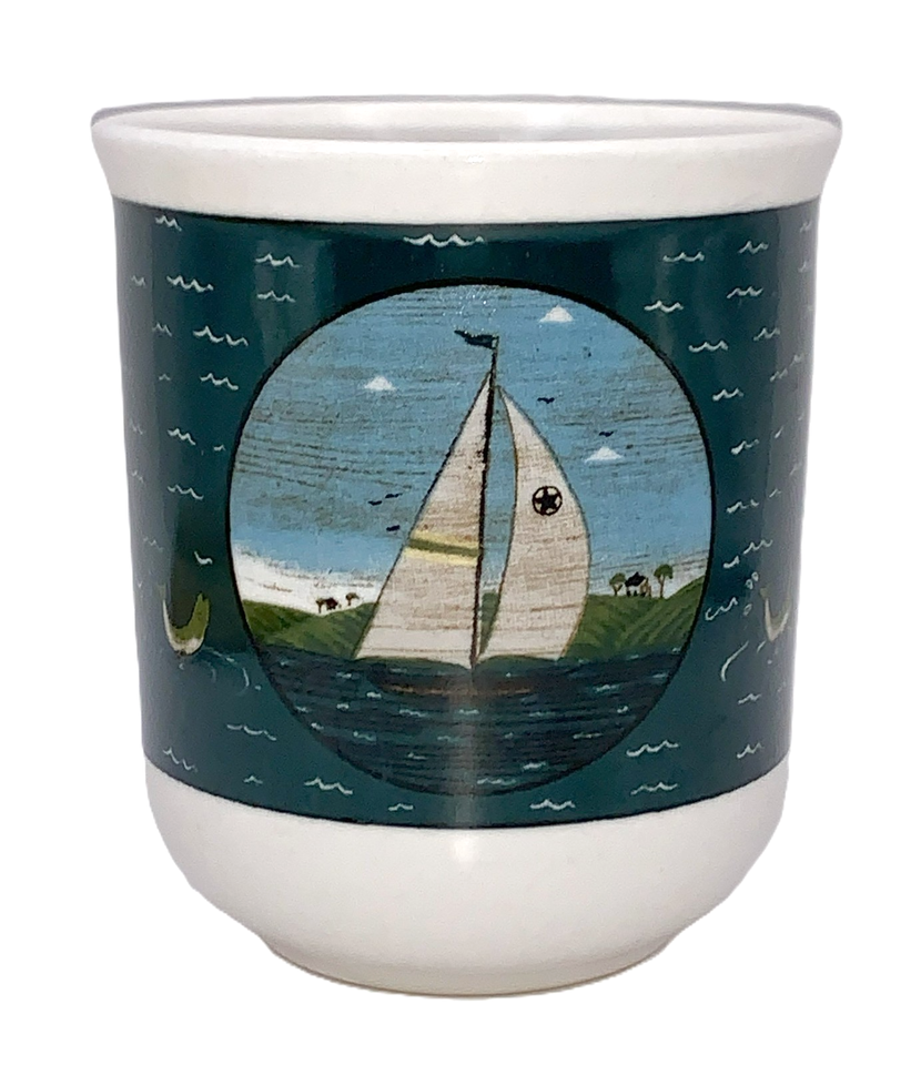 Oneida Coffee Cup SAILBOATS Artist Warren Kimble American Folk Art ...