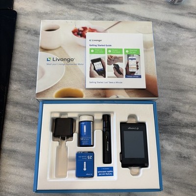 Livongo Connected Blood Glucose Meter Kit Lancets Case Cord paperwork ...