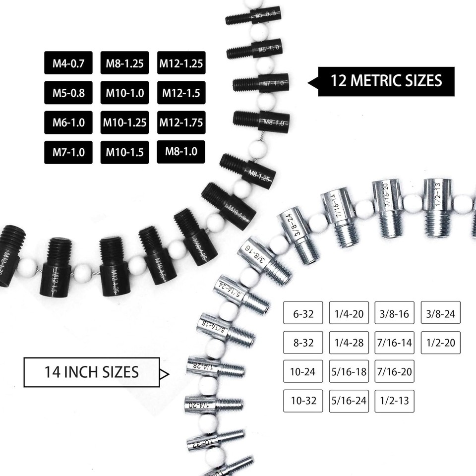 Nut and Bolt Thread Checker- 26 Male/Female 26 Gauges-14 Inch & 12 ...