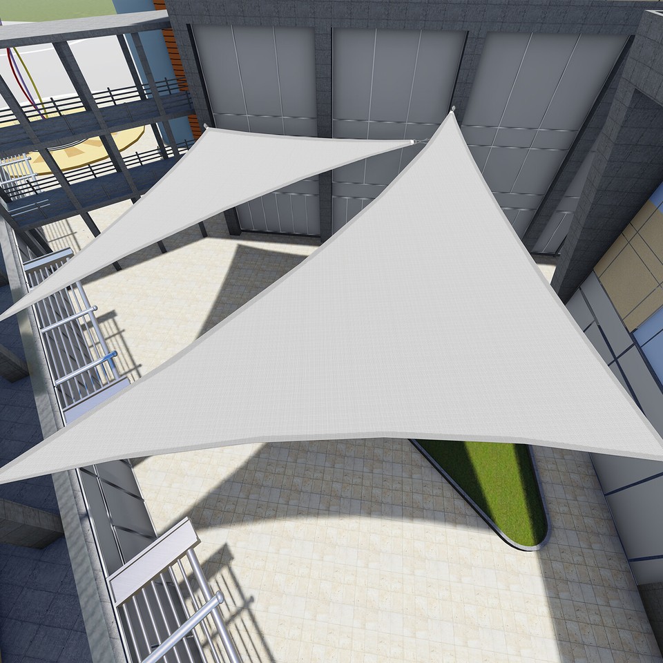 Sun Shade Sail Gray Triangle Canopy Shelter Mesh Cover Garden Pool Yard ...