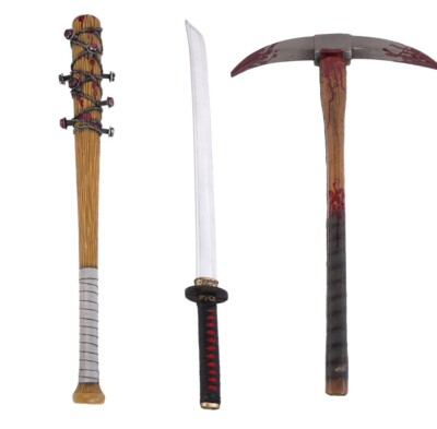 Halloween Prop Weapon Baseball Bat Zombie Killer Machete Pick Axe ...
