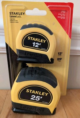 NEW Stanley lever lock 12' and 25' tape measure set (yellow and black ...