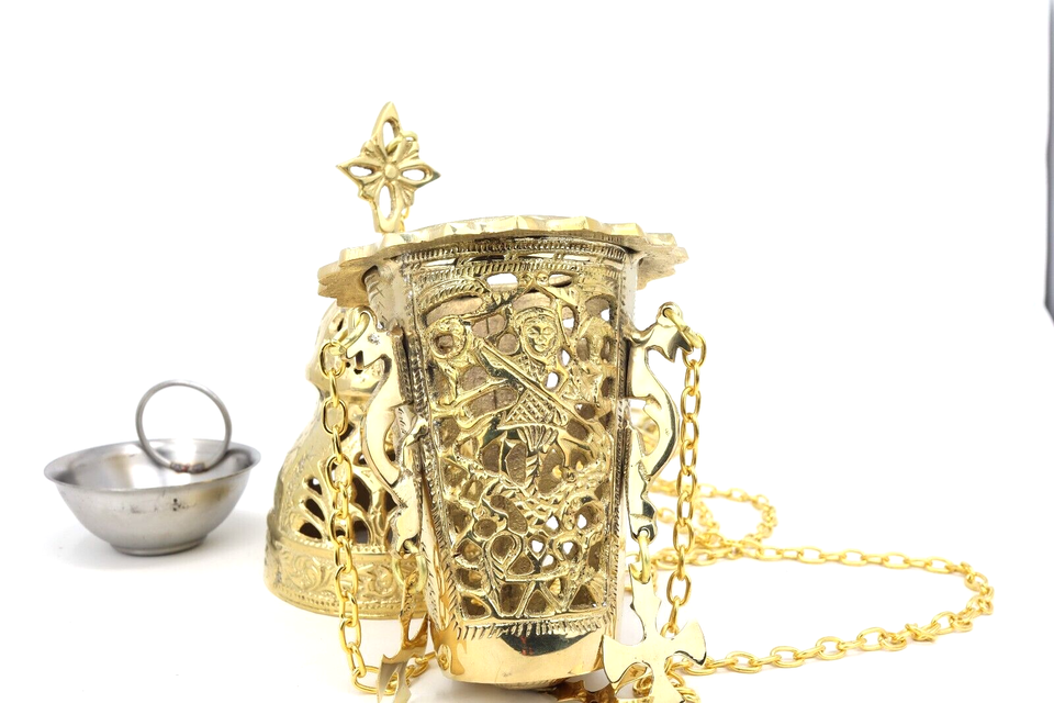 Polished Brass Hanging Incense Burner Censer Catholic Church Altar ...