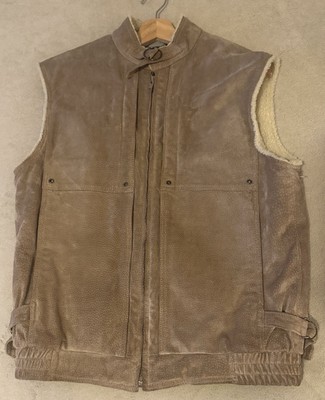 Vintage Members Only Men's Size Large Suede Leather Sherpa Vest Zip Up ...